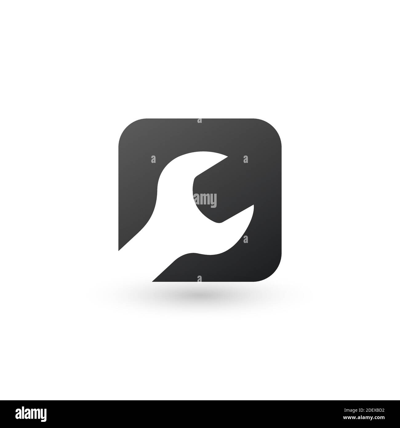 wrench web button or logo. repair workshop, customize button. technical ...