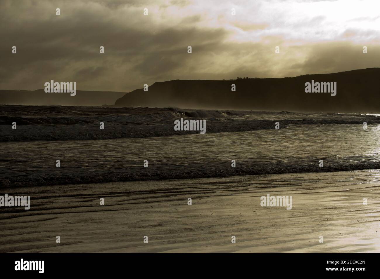 A Northerly squall approaches as dusk sets in on the North Sea Coast ...