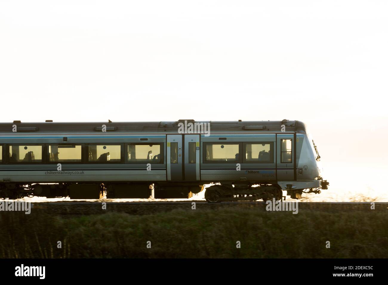 Chiltern Railways class 168 diesel train, side view, Warwickshire, UK ...