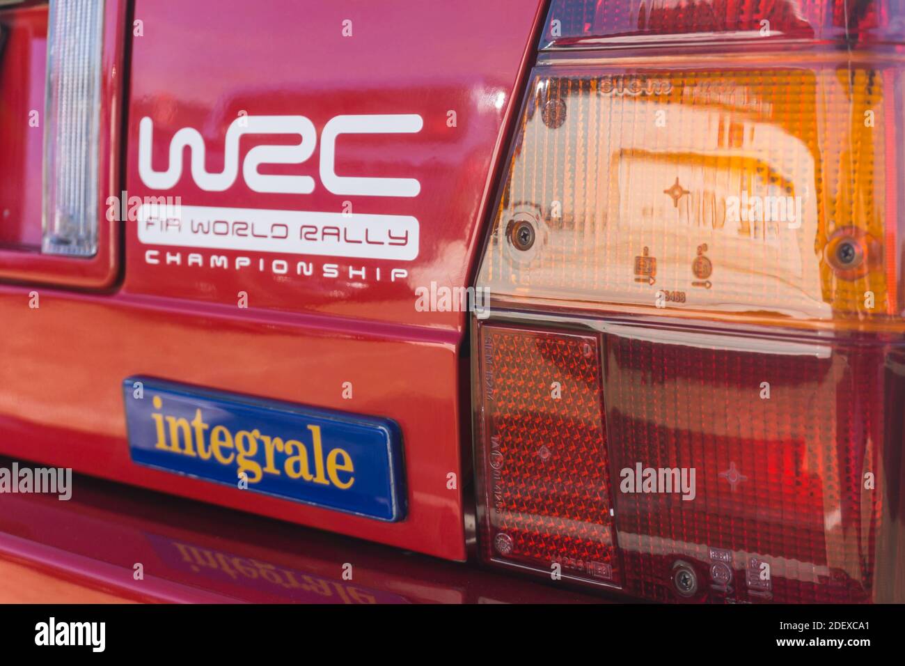 Close up of the rear of a red Lancia Delta HF integrale Evoluzione ...