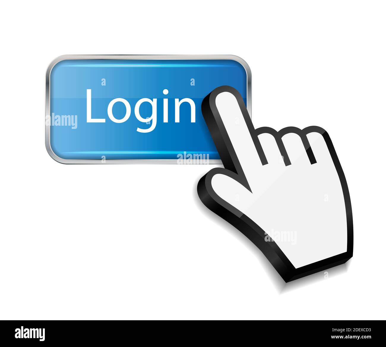 Mouse hand cursor on login button illustration Stock Photo - Alamy