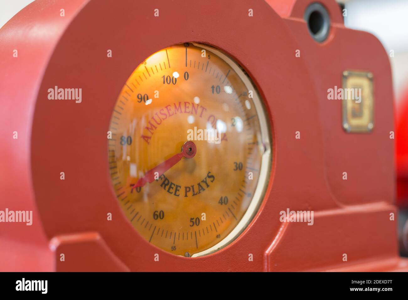 Test Your Strength: Vintage Red Strength Game for Free Play Stock Photo ...