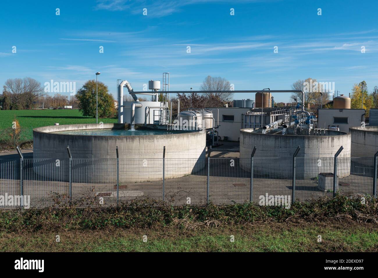 Large Circular Open-air Industrial Tank with Running Water Tap Stock ...