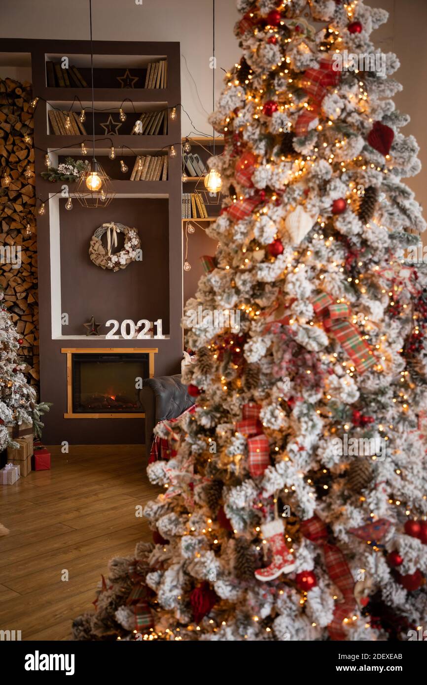 Christmas Tree Inside House Window High Resolution Stock Photography ...