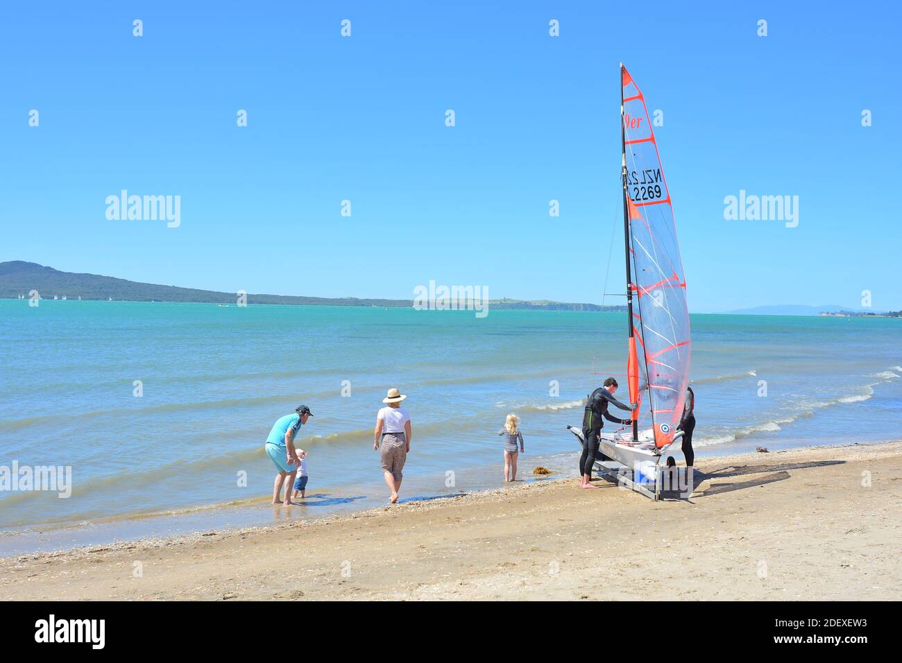 AUCKLAND, NEW ZEALAND - Nov 28, 2020: View of people at Kohimarama ...