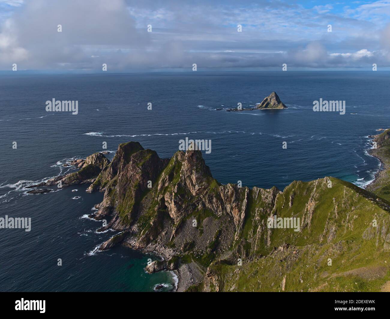 Aerial panoramic view of the northwestern coast of Andøya island ...