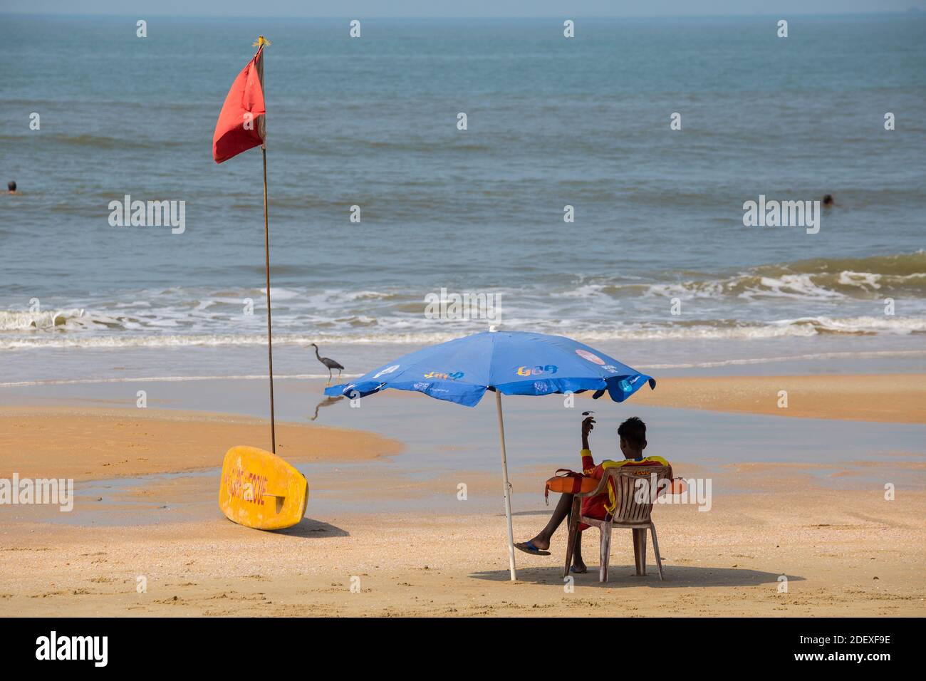 India, Goa, Lifeguard on Colva beach Stock Photo - Alamy