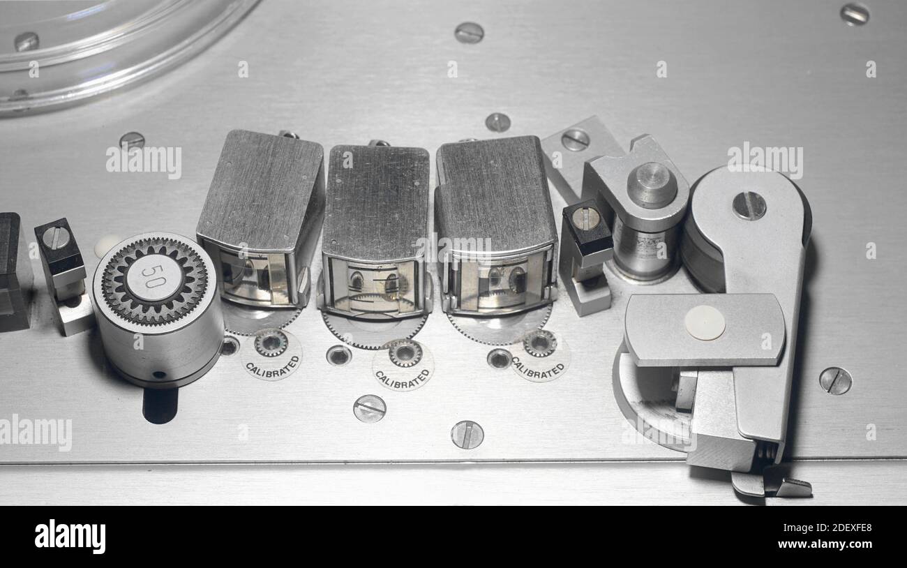 Close up top view a vintage reel tape header Stock Photo - Alamy