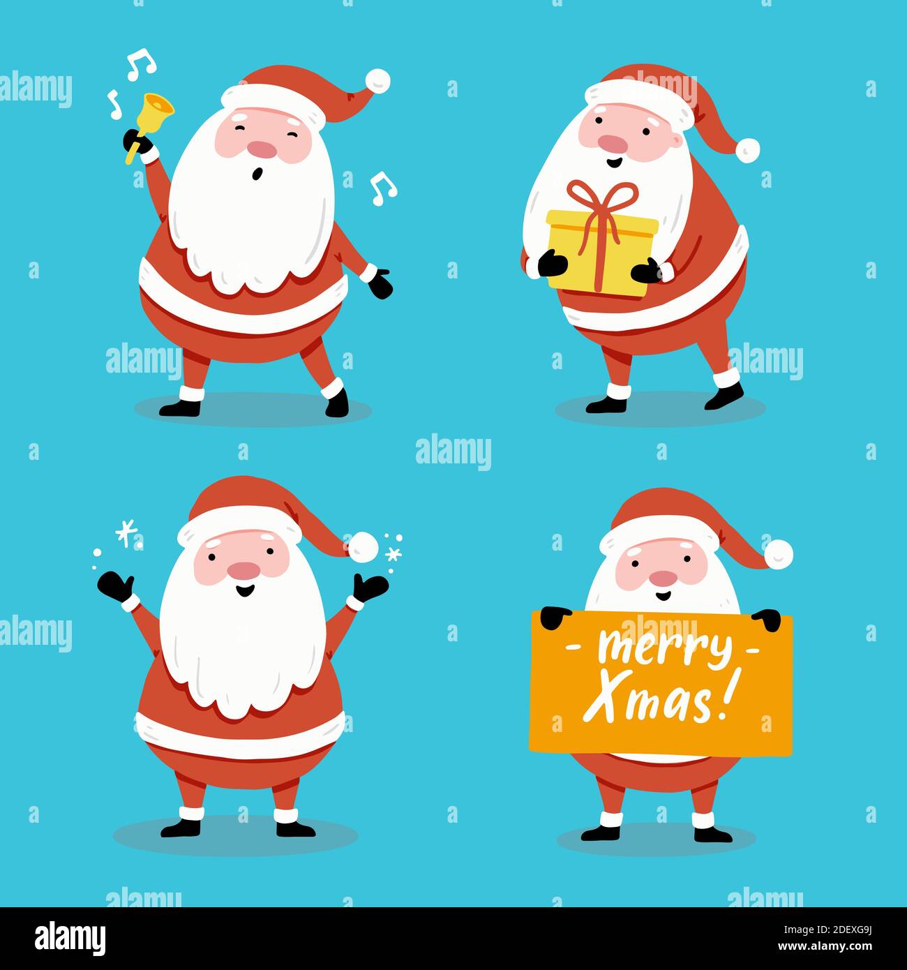 Set of cartoon Santa Claus in different poses for christmas banner ...