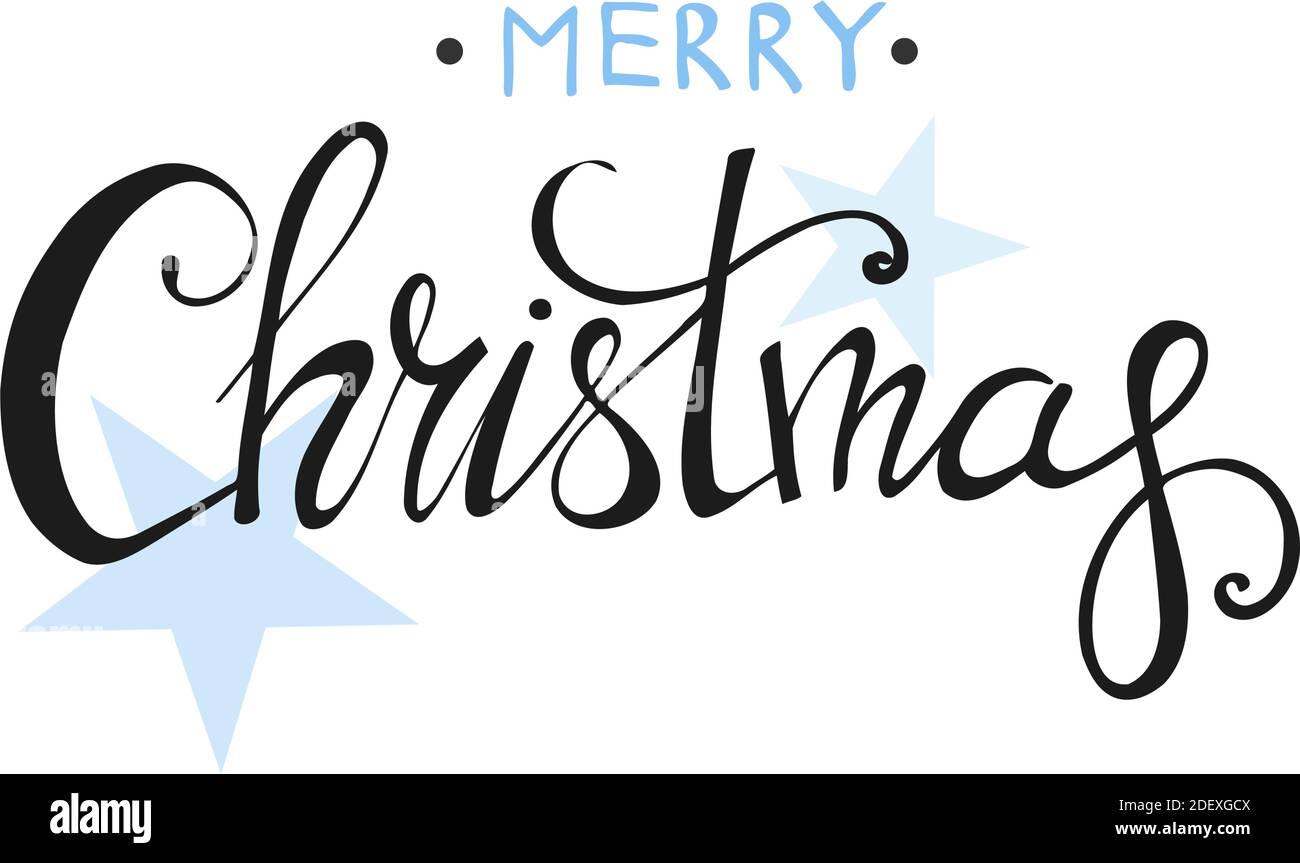 Blue background lettering merry Cut Out Stock Images & Pictures - Alamy