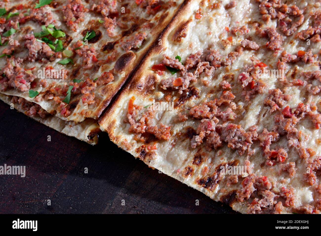 Turkish Pizza. Turkish food minced pide. Konya Etli Ekmek Kebab Stock ... Turkish Pizza. Turkish food minced pide. Konya Etli Ekmek Kebab Stock ...