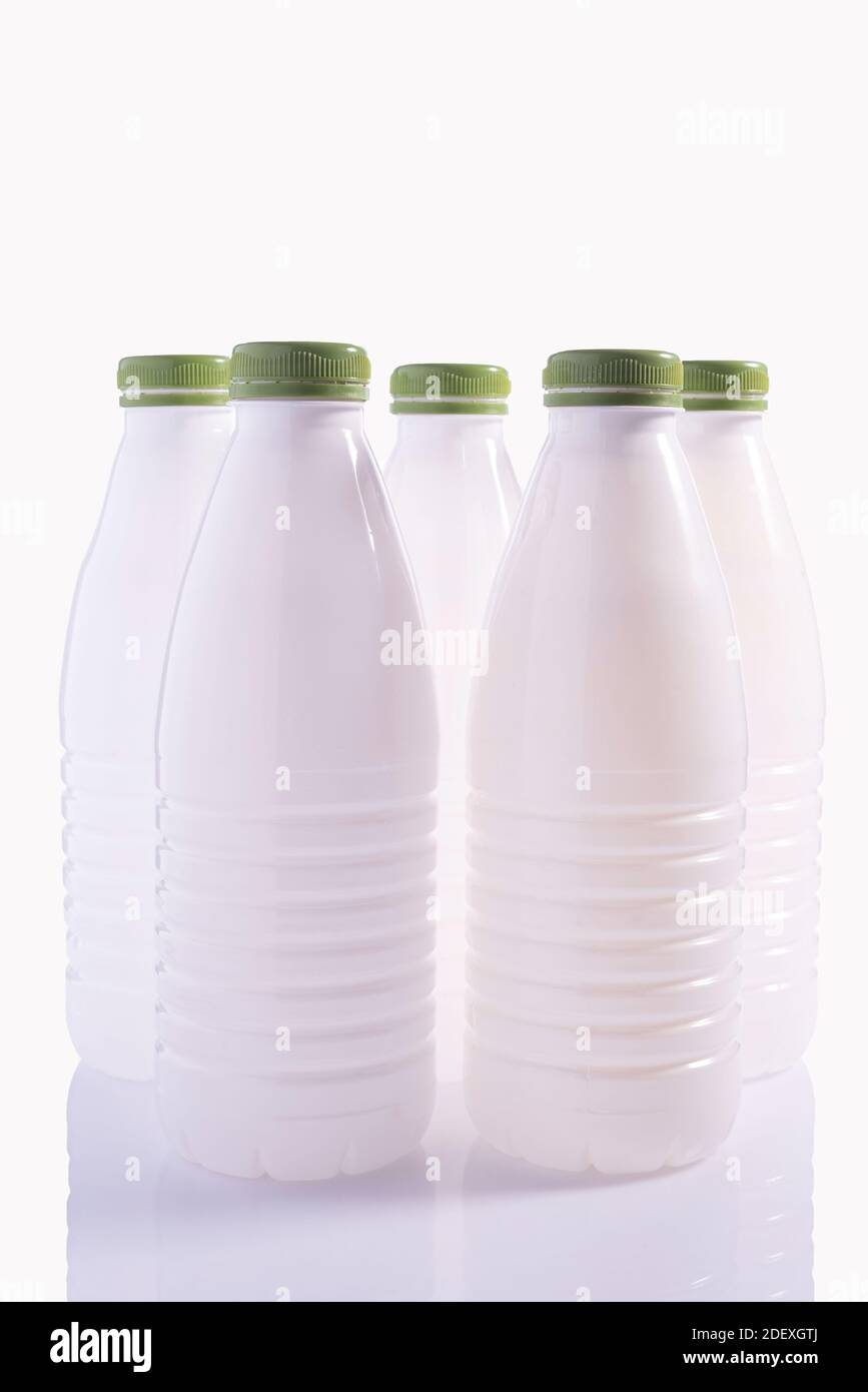 white plastic bottles isolate on white background set of plastic water ...