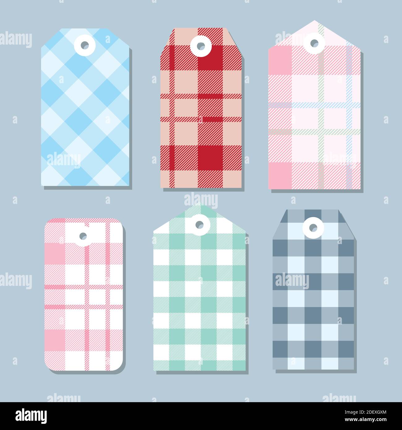 Vintage Christmas Gift Tags Set. Simple Labels with Check Pattern Stock ...