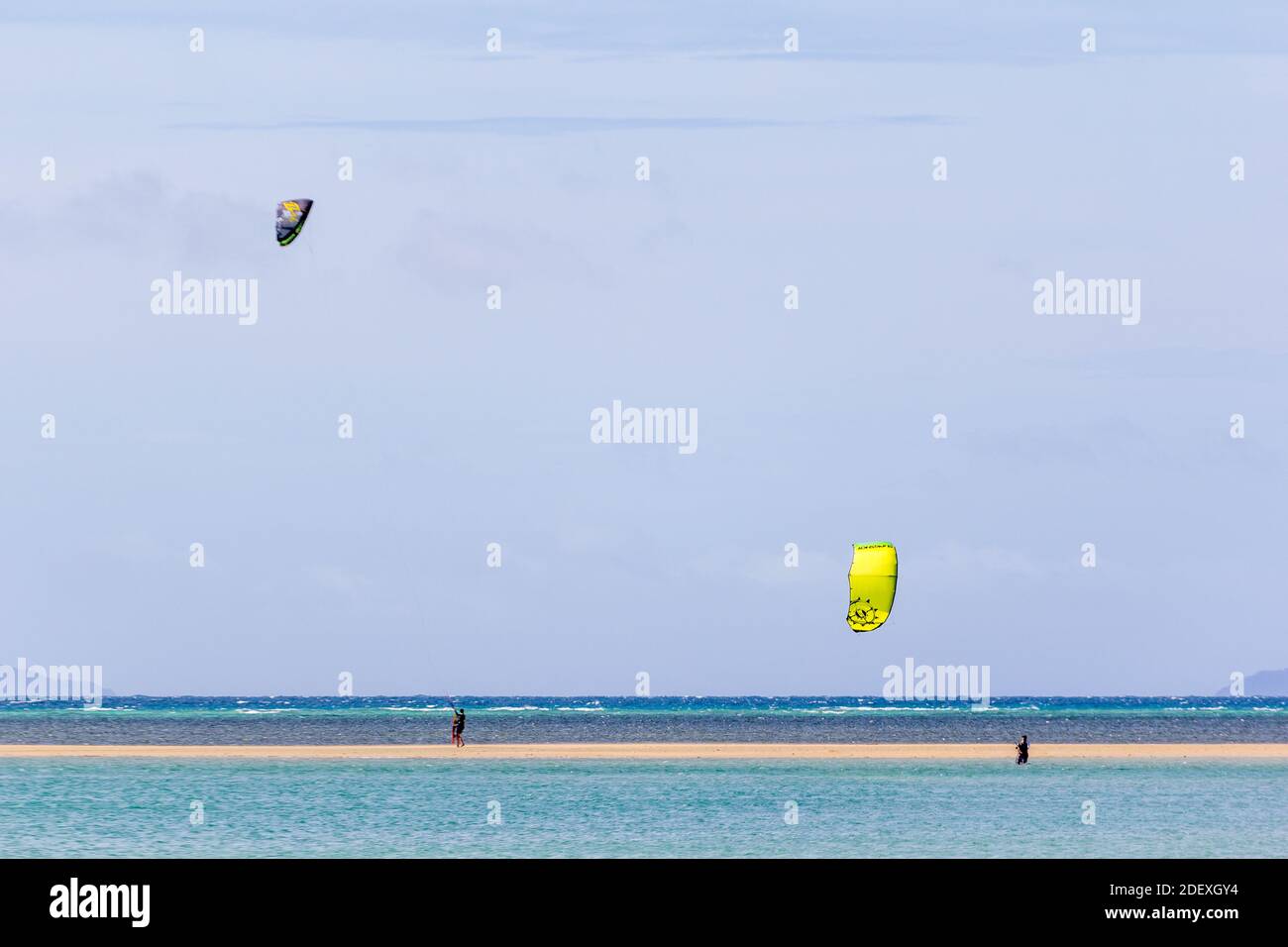Kite boarding in Capusan Beach, Cuyo, Palawan, Philippines Stock Photo ...