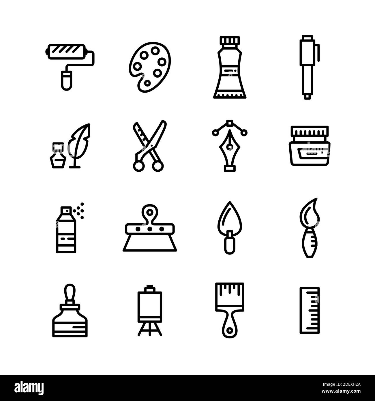 Arts and crafts line art editable stroke icons set Stock Vector Image ...
