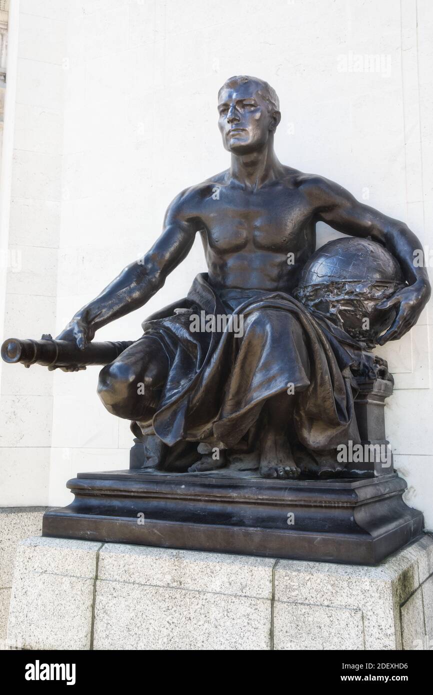 Bronze sculpture 1925 by Albert Toft representing the Army outisde Hall ...