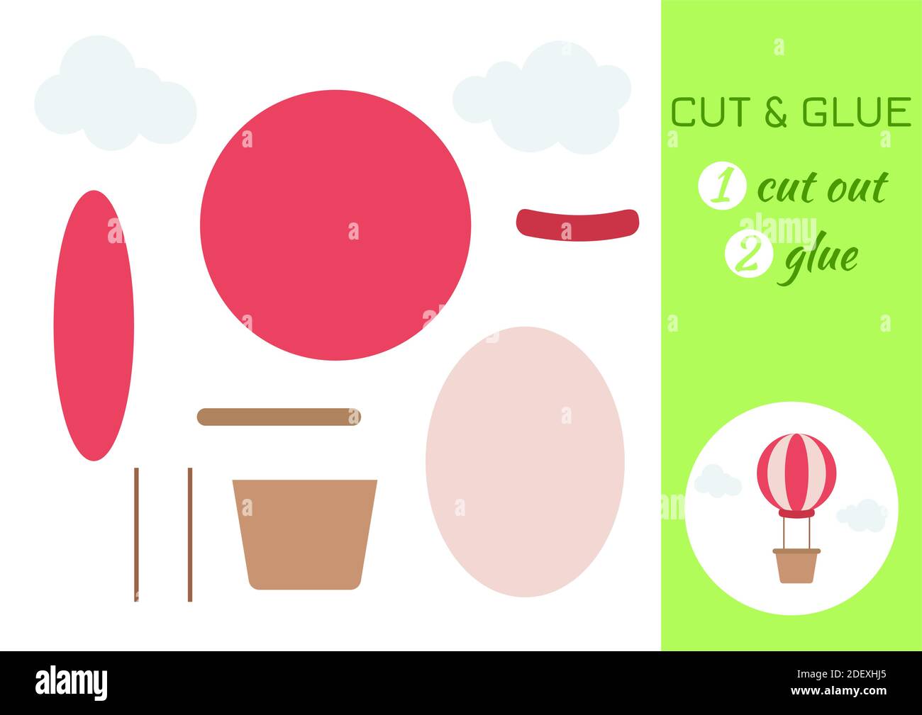 Cut and glue paper air hot balloon. Color paper cutting application ...