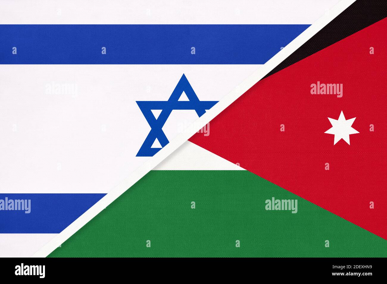 Israel and Jordan, national flags from textile. Relationship ...