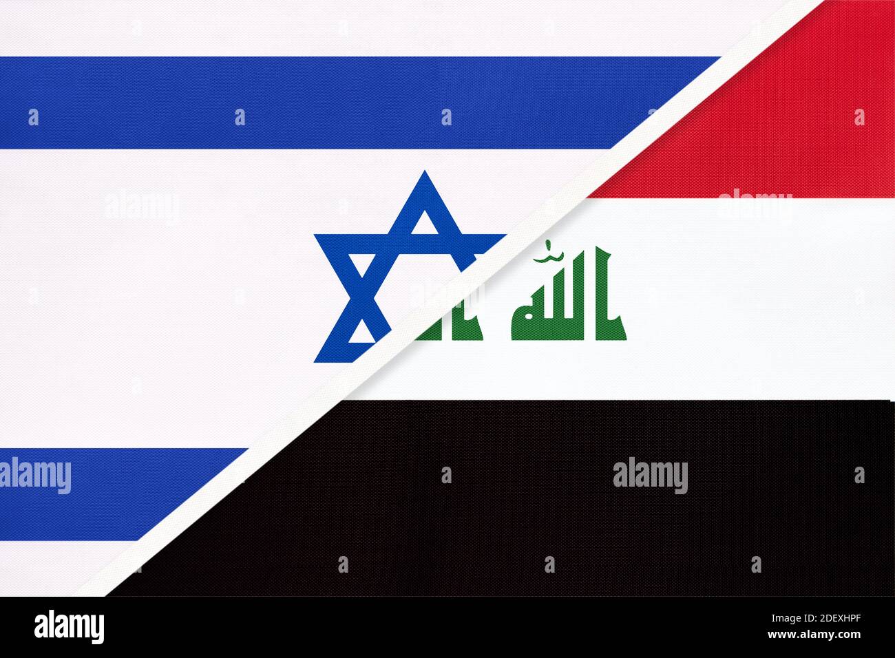Israel and Iraq, national flags from textile. Relationship, partnership ...