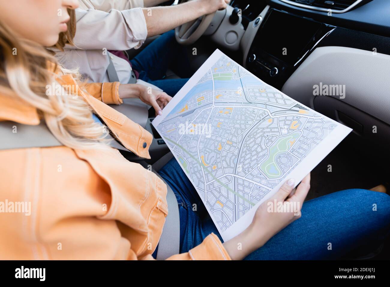 Family map inside car hi-res stock photography and images - Alamy