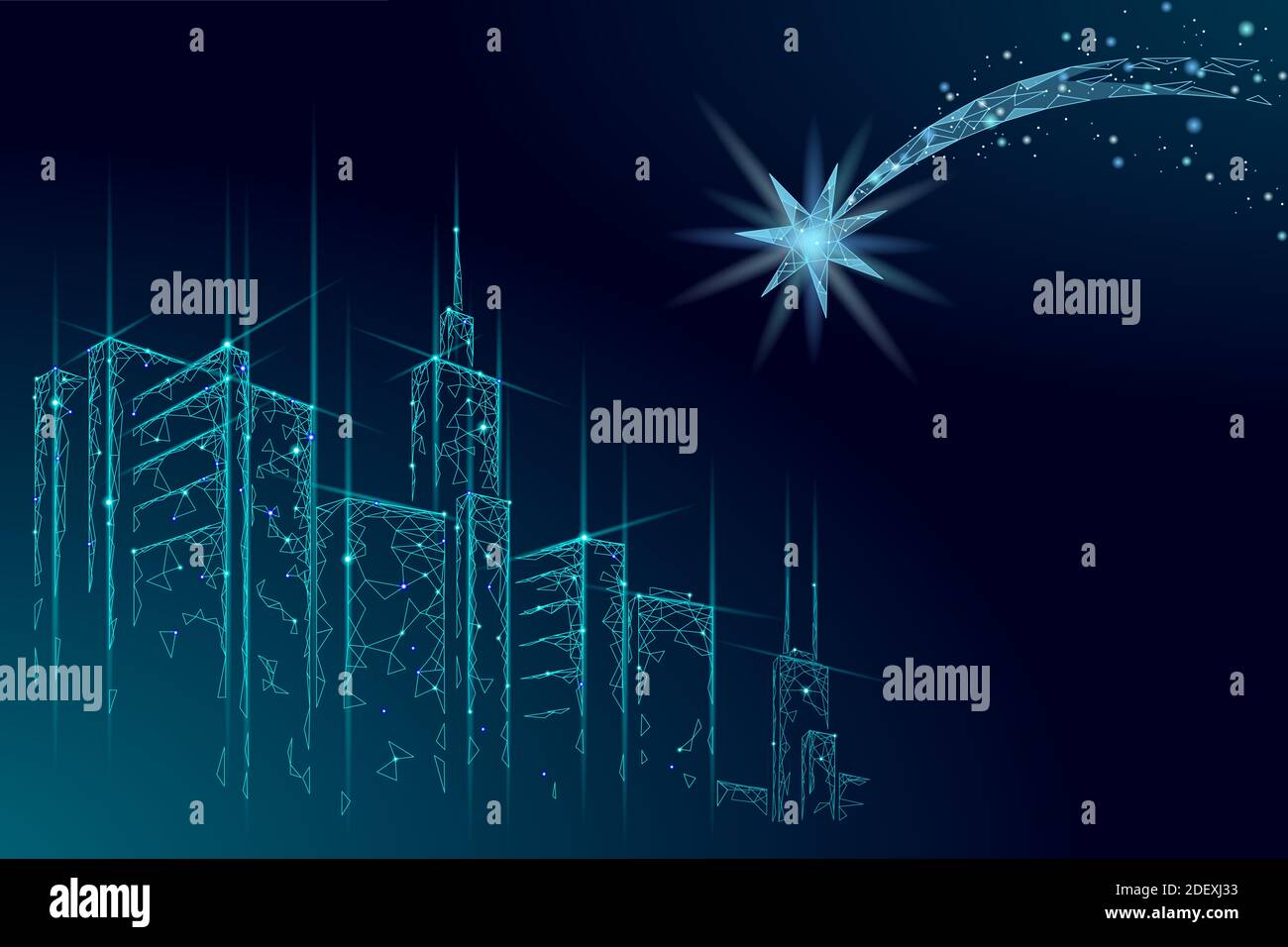 Shooting star low poly space. Night Christmas symbol make a wish ...