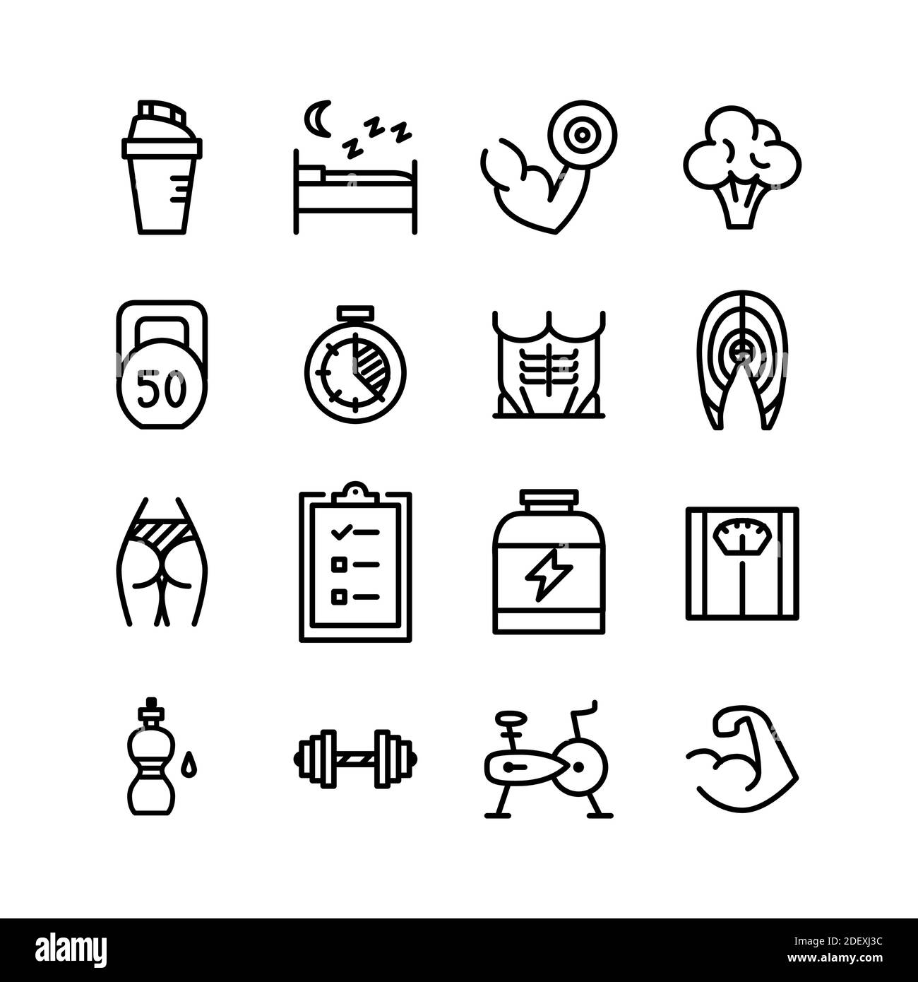 Healthy lifestyle fitness line icons vector set Stock Vector Image ...