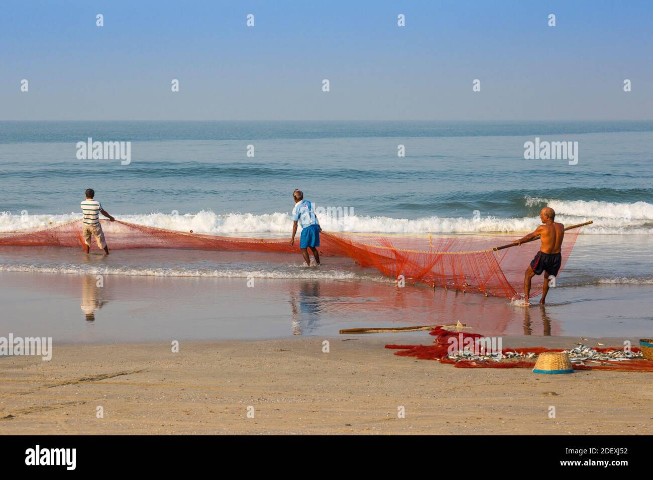 India, Goa, Fishermen on Colva beach Stock Photo - Alamy