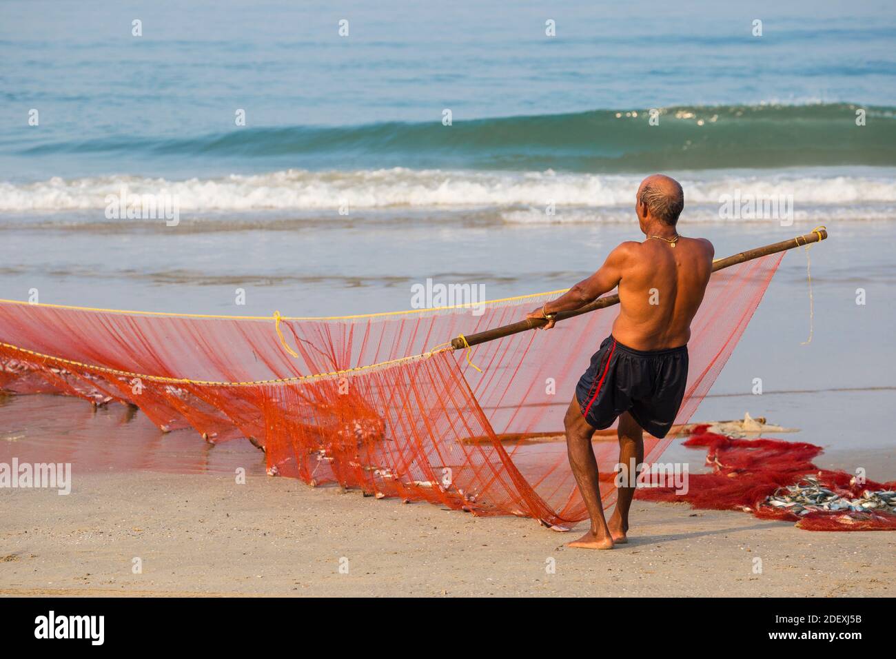 India, Goa, Fishermen on Colva beach Stock Photo - Alamy