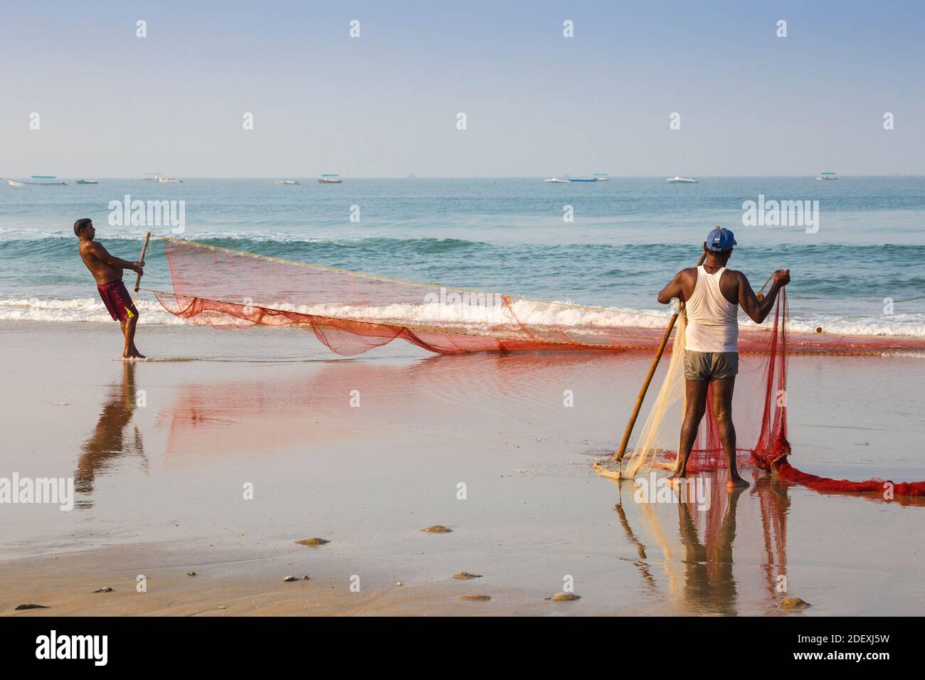 India, Goa, Fishermen on Colva beach Stock Photo - Alamy