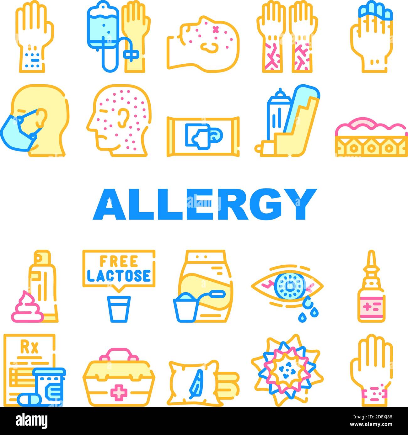 Allergy Health Problem Collection Icons Set Vector Stock Vector Image ...