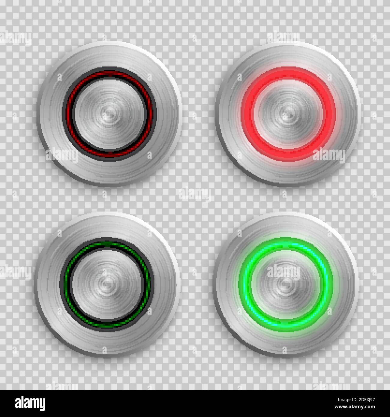 Chrome circle button set. Metal silver round 3d icons vector ...