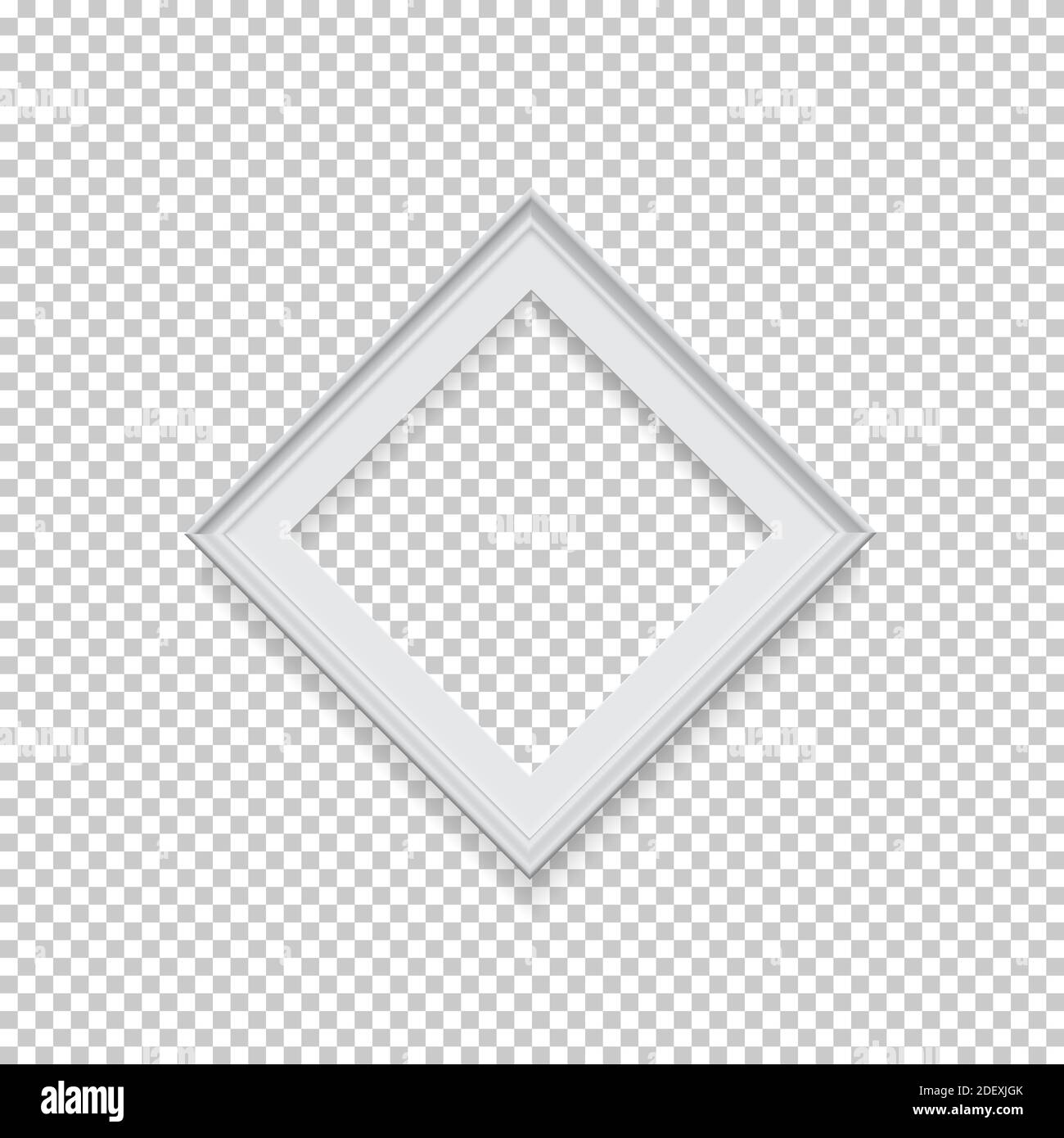 White rhombus frame for picture on transparent background. Blank space ...