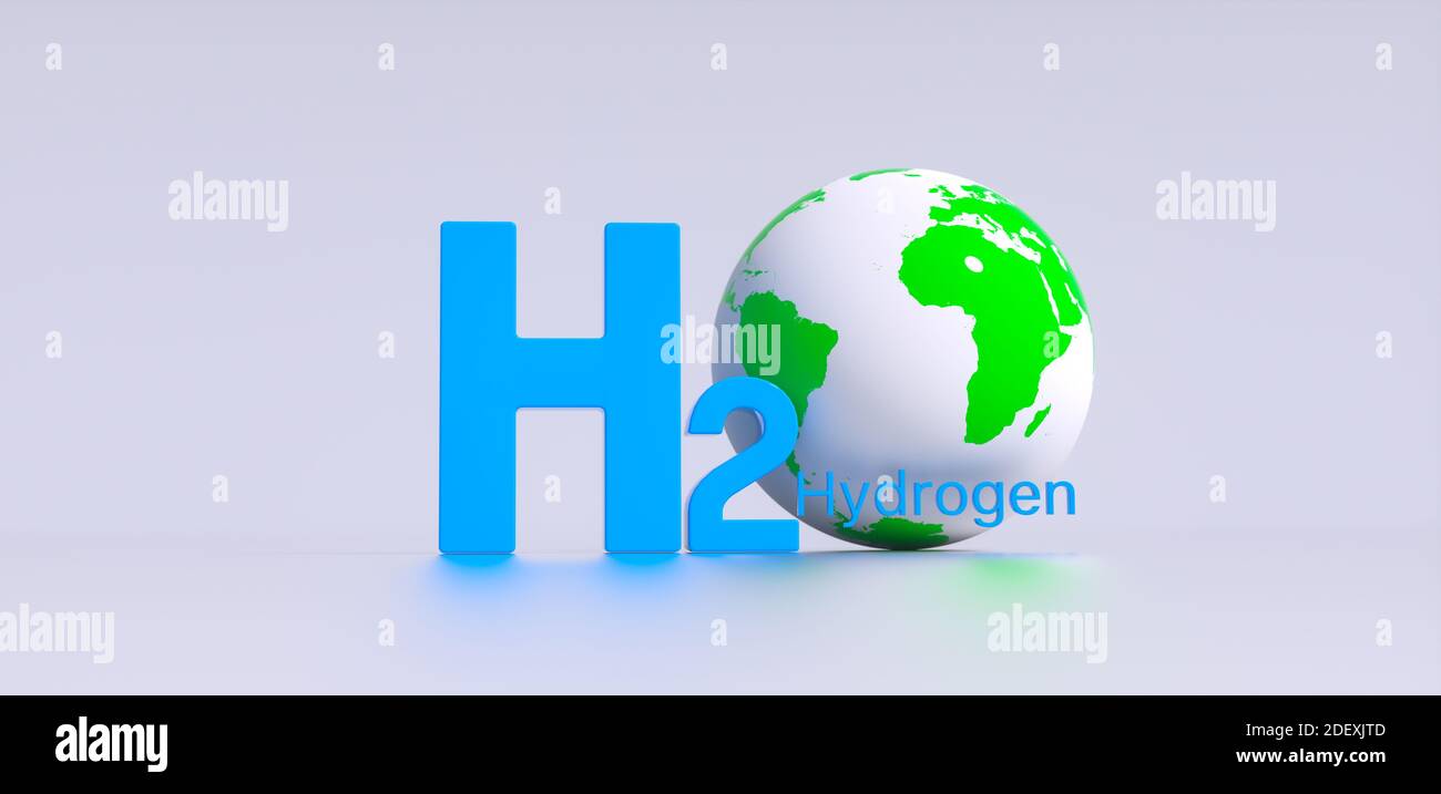 Blue Hydrogen H2 icon with earth globe isolated on background - H2 ...