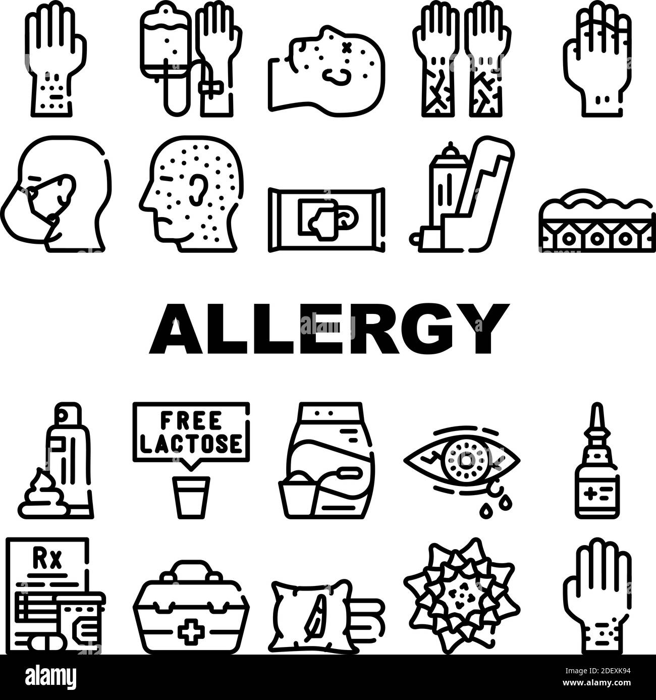 Allergy Health Problem Collection Icons Set Vector Stock Vector Image ...