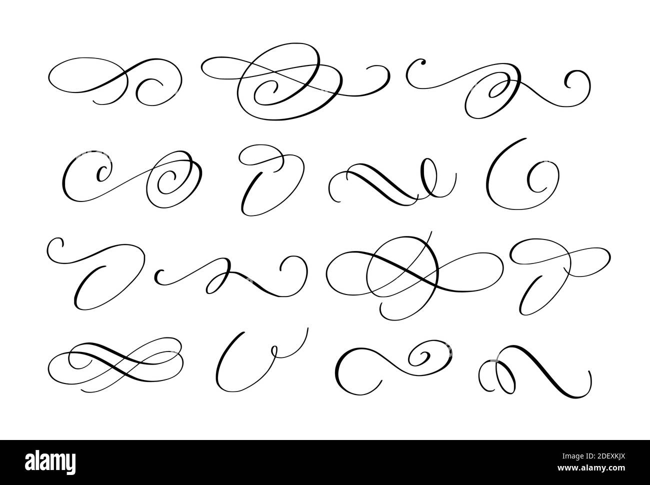 Simple elegant ink calligraphy design elements set Stock Vector Image ...