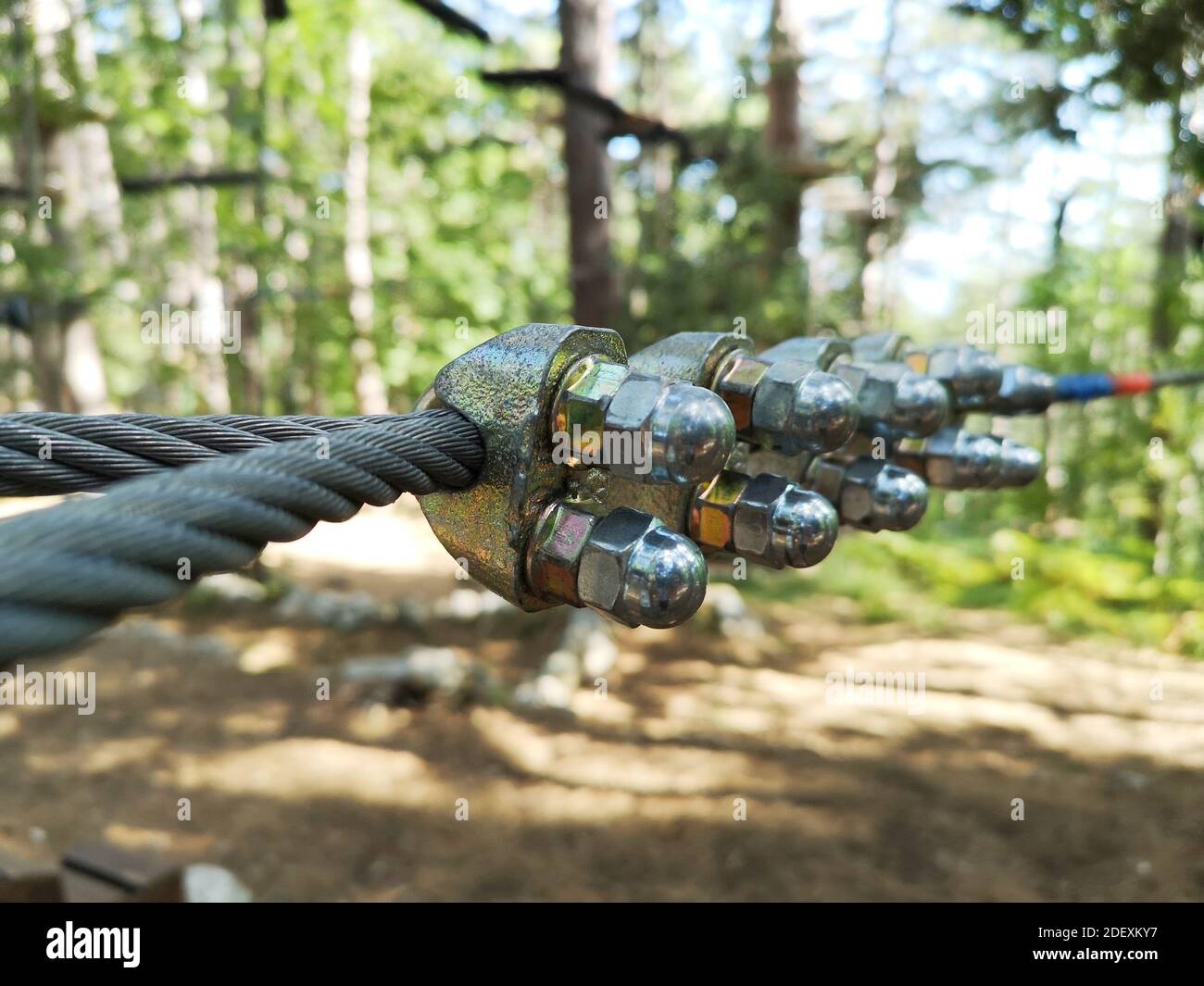 steel cable with clamps around shaft safety Stock Photo - Alamy