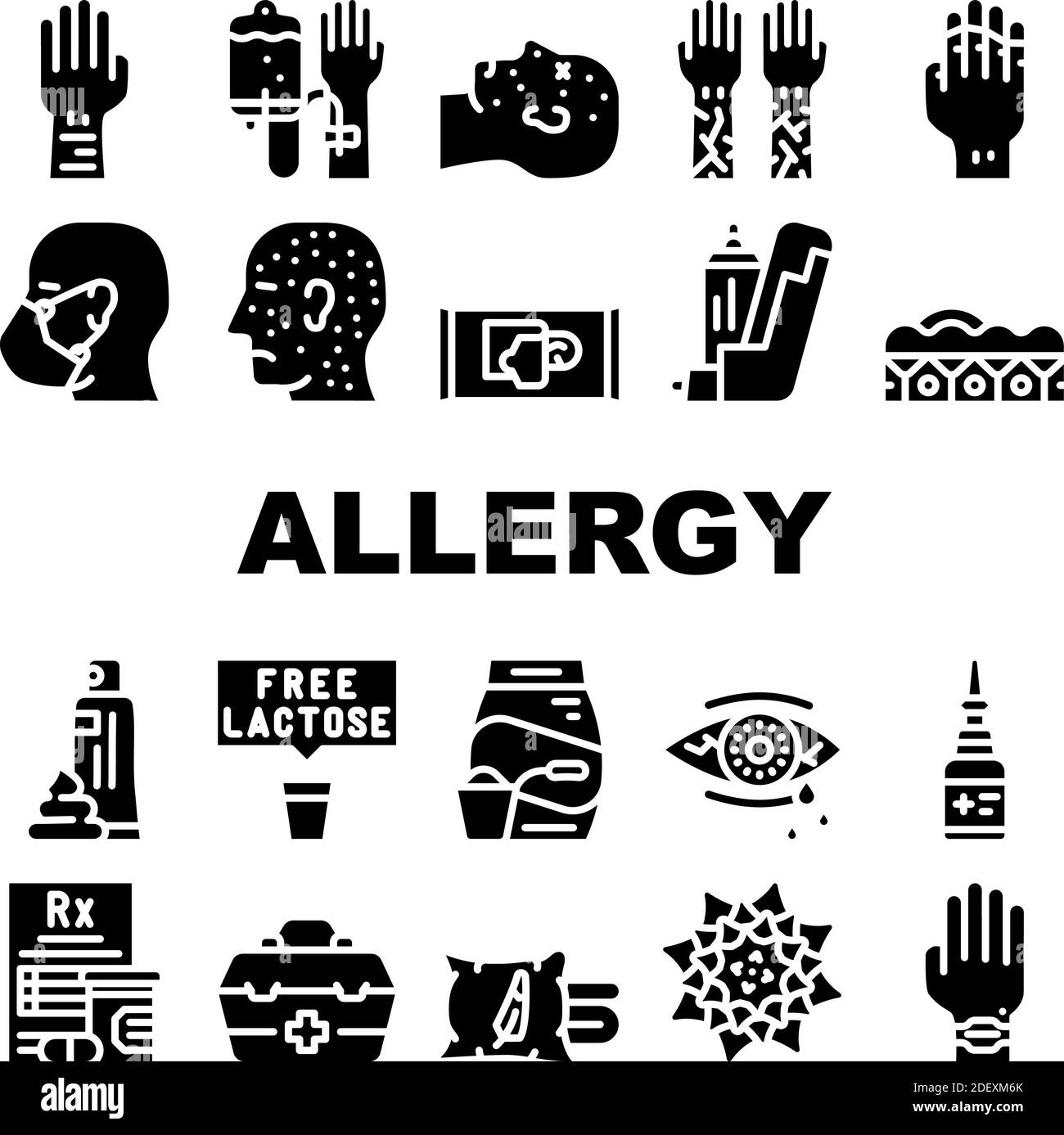 Allergy Health Problem Collection Icons Set Vector Stock Vector Image ...