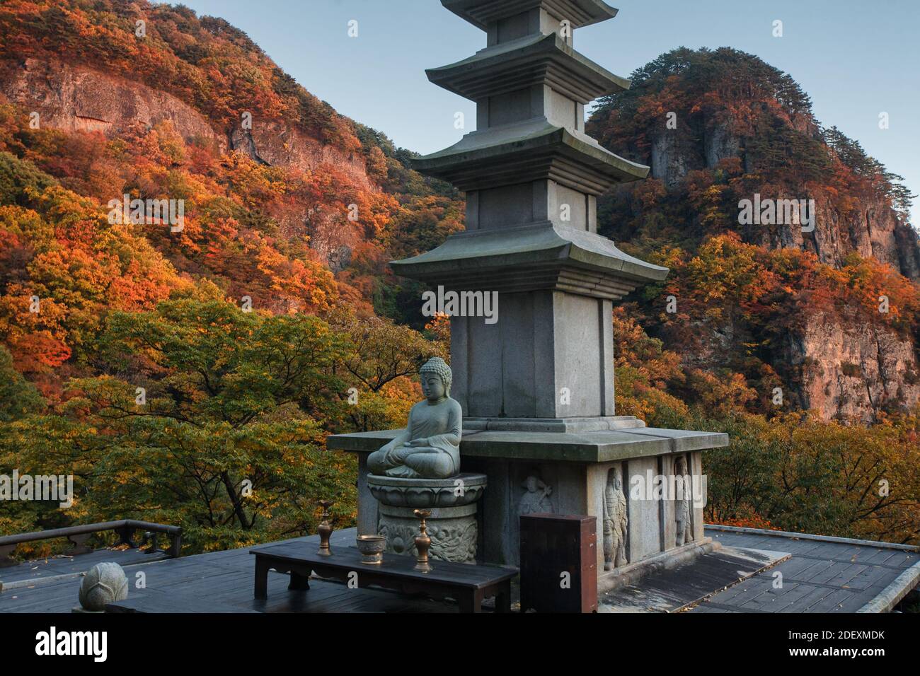Stone Pagoda with Fall Foliage in Korean Buddhist Temple (Mt ...