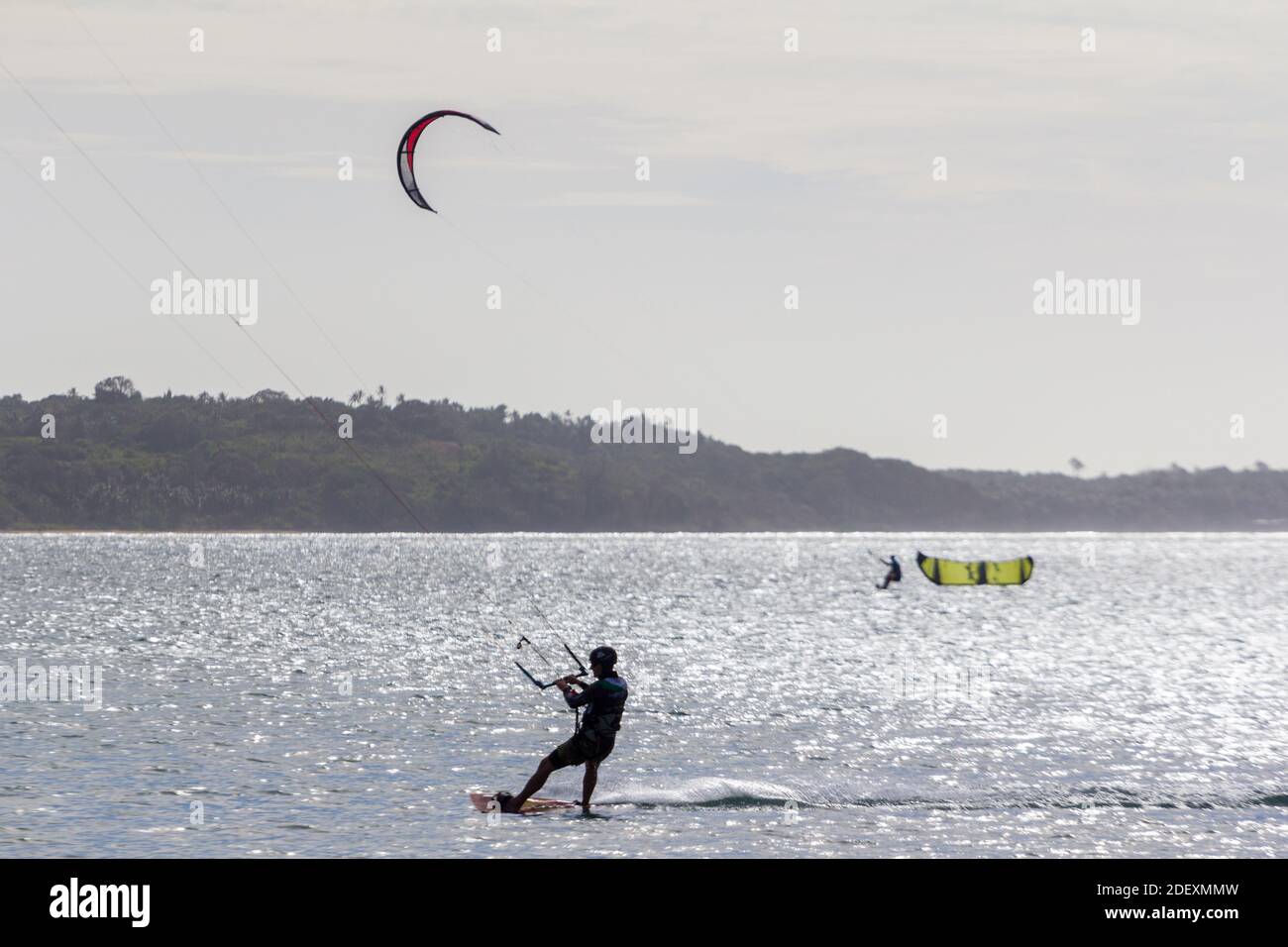 Kite boarding in Capusan Beach, Cuyo, Palawan, Philippines Stock Photo ...