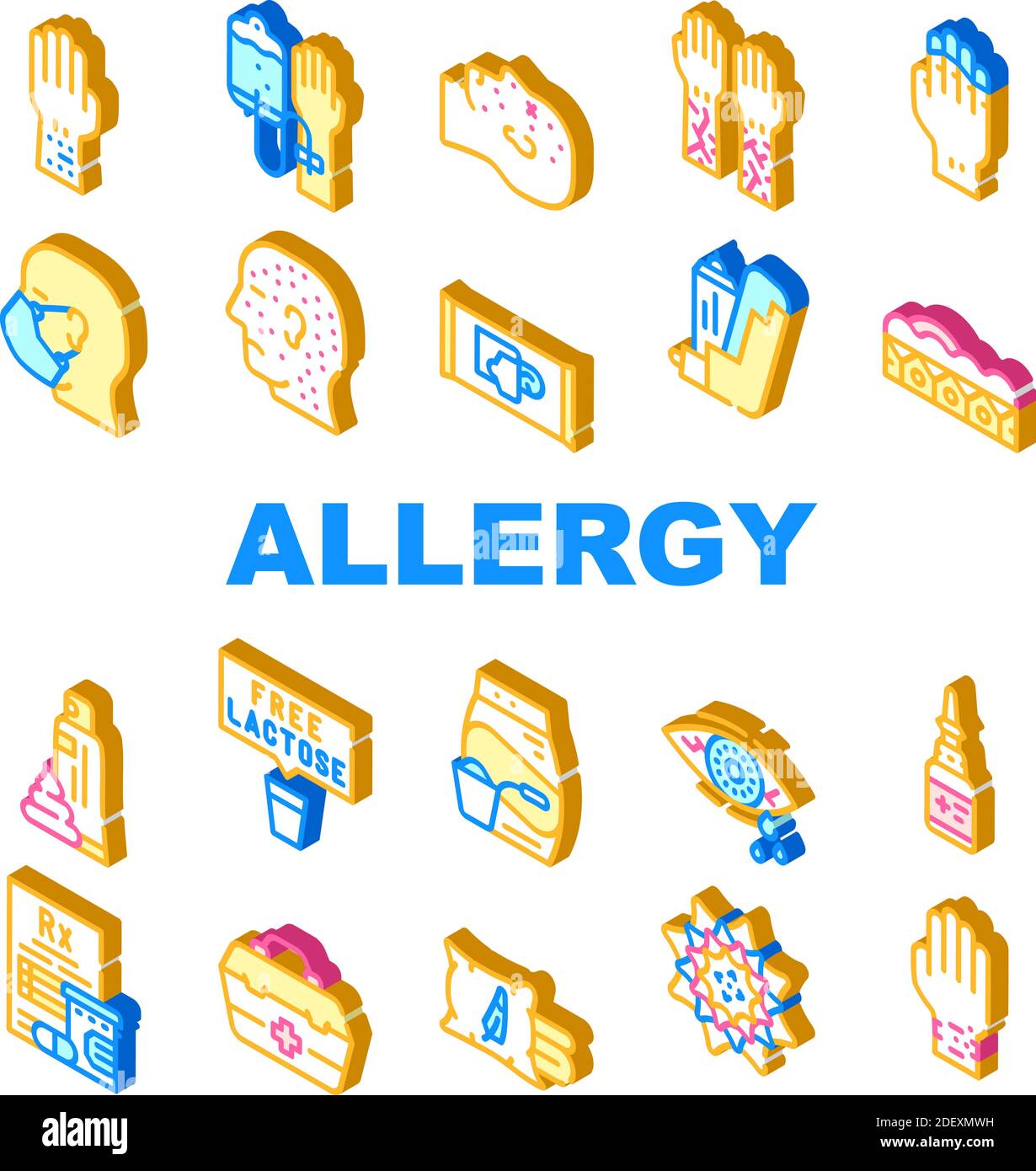 Allergy Health Problem Collection Icons Set Vector Stock Vector Image ...
