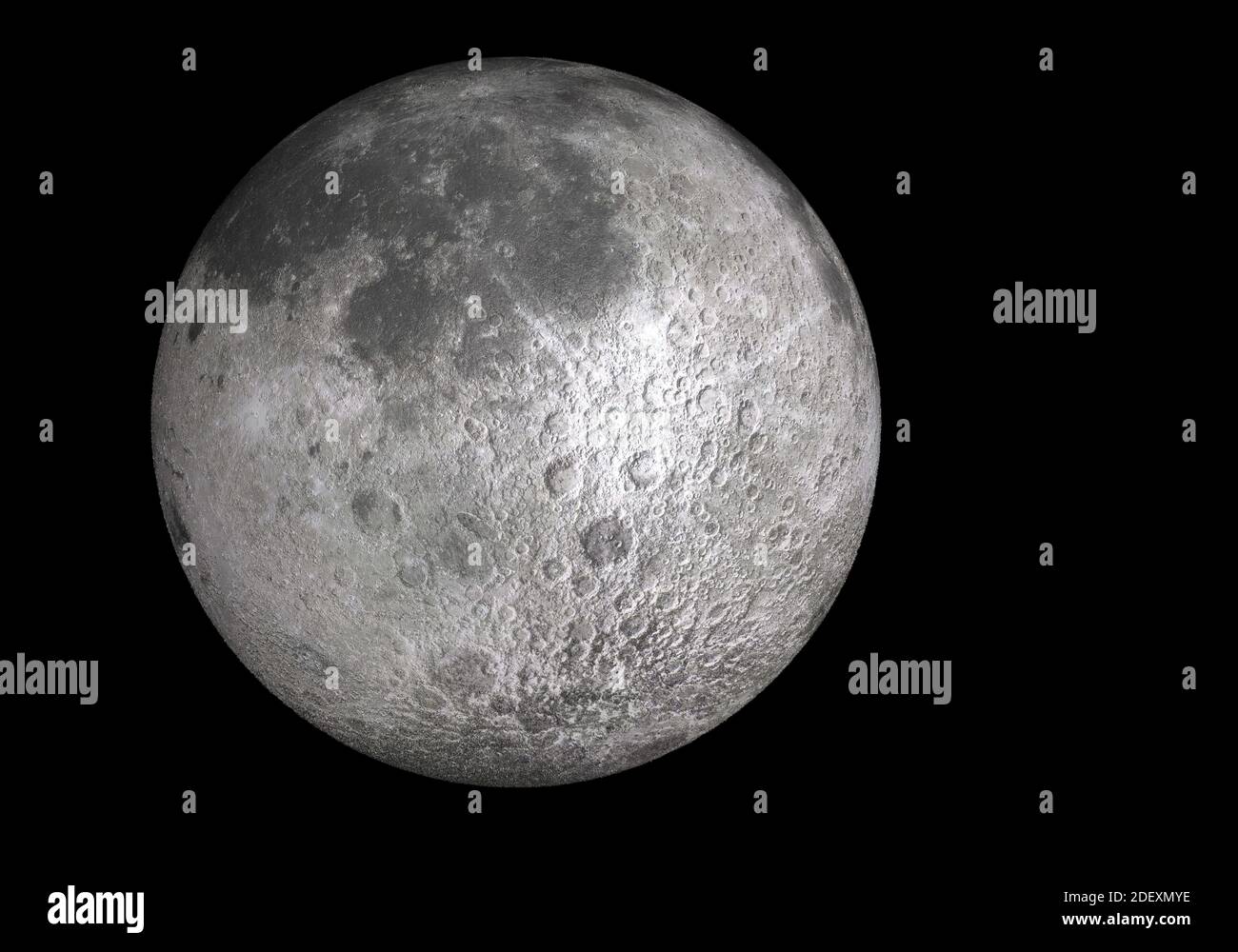 A 3D rendering of the detailed full moon isolated on a black background ...
