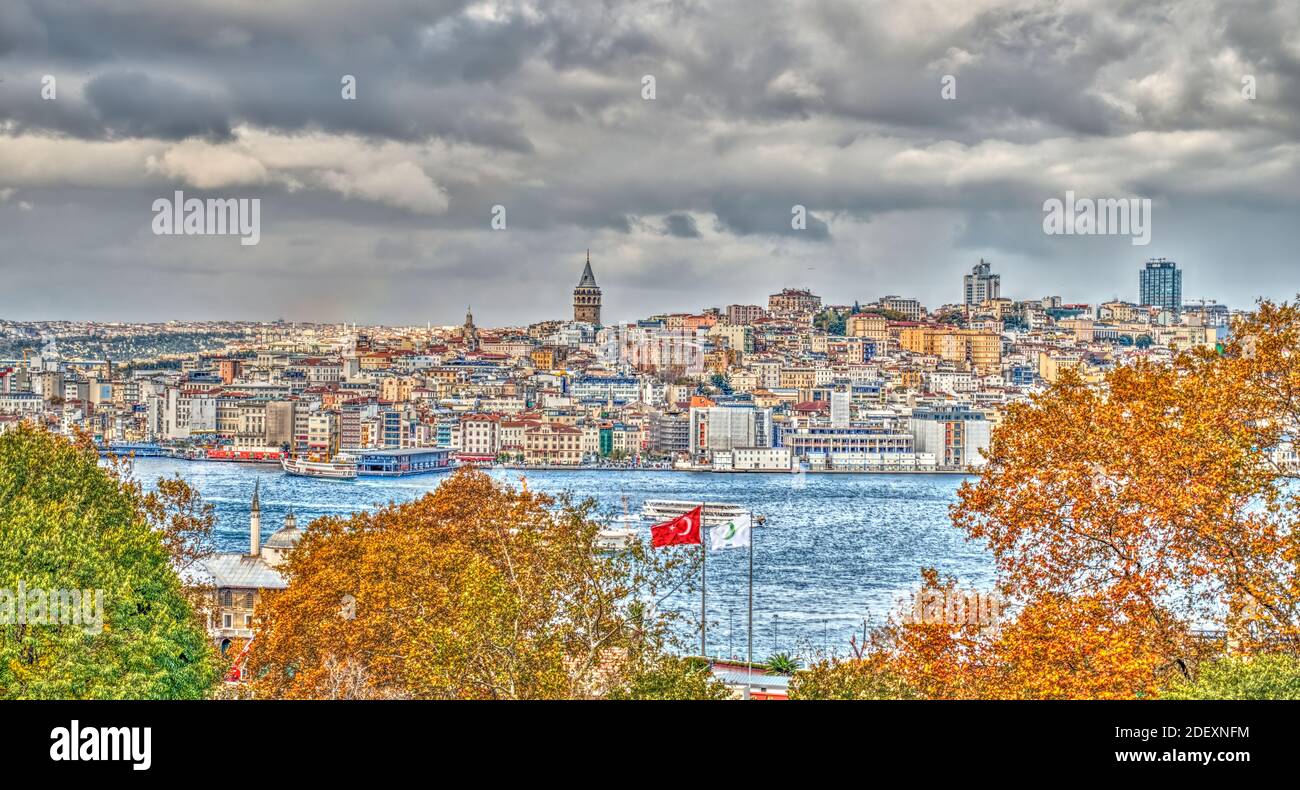 Istanbul and the Bosphorus cityscape, HDR Image Stock Photo - Alamy