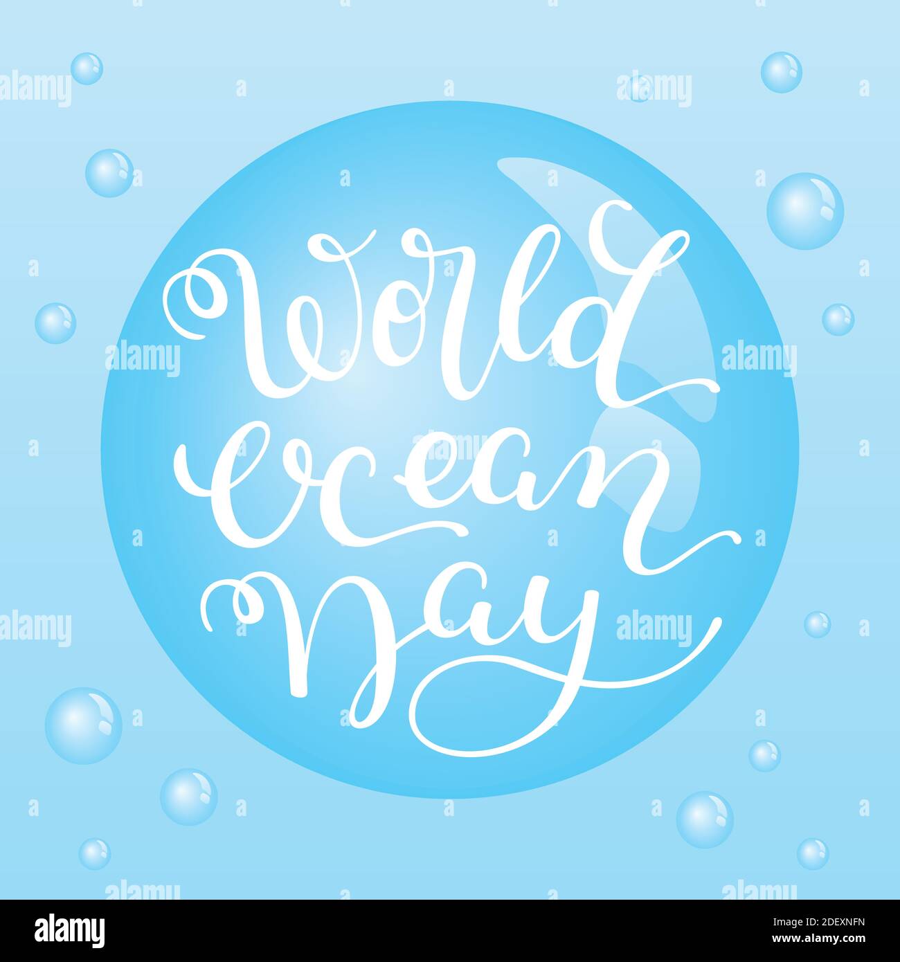 Hand lettering World Ocean Day. Template for card, poster, print Stock ...