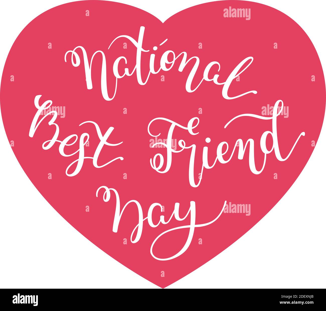 National Best Friend Day hand lettering with heart. Template for card ...