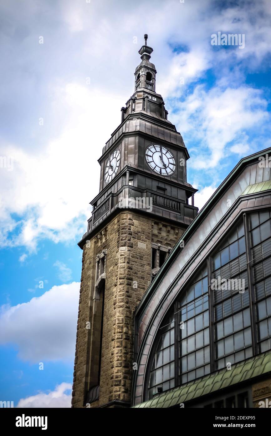 Train station tower in Hamburg ,Germany Stock Photo - Alamy