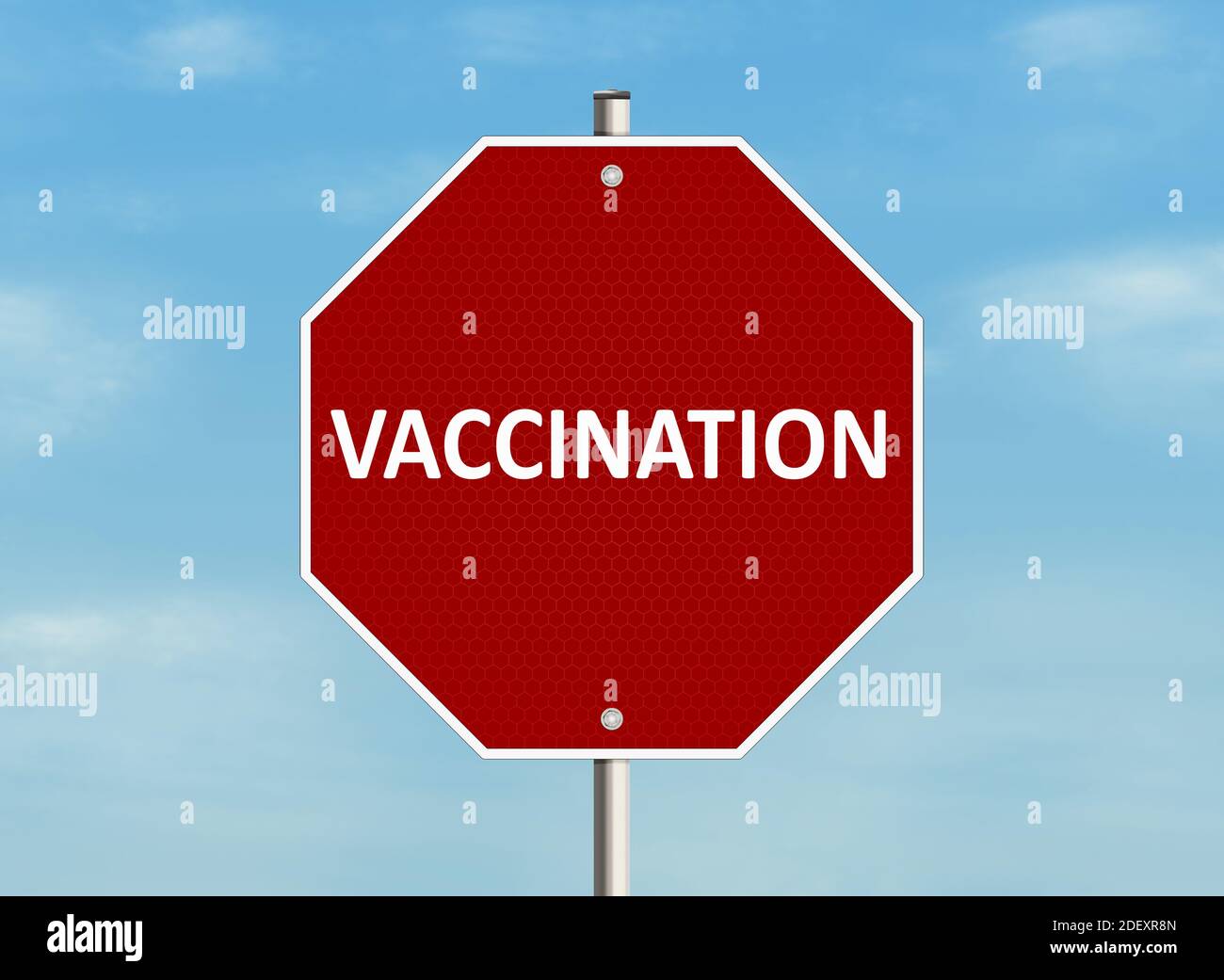 Vaccination concept. Road sign on the sky background with the word ...