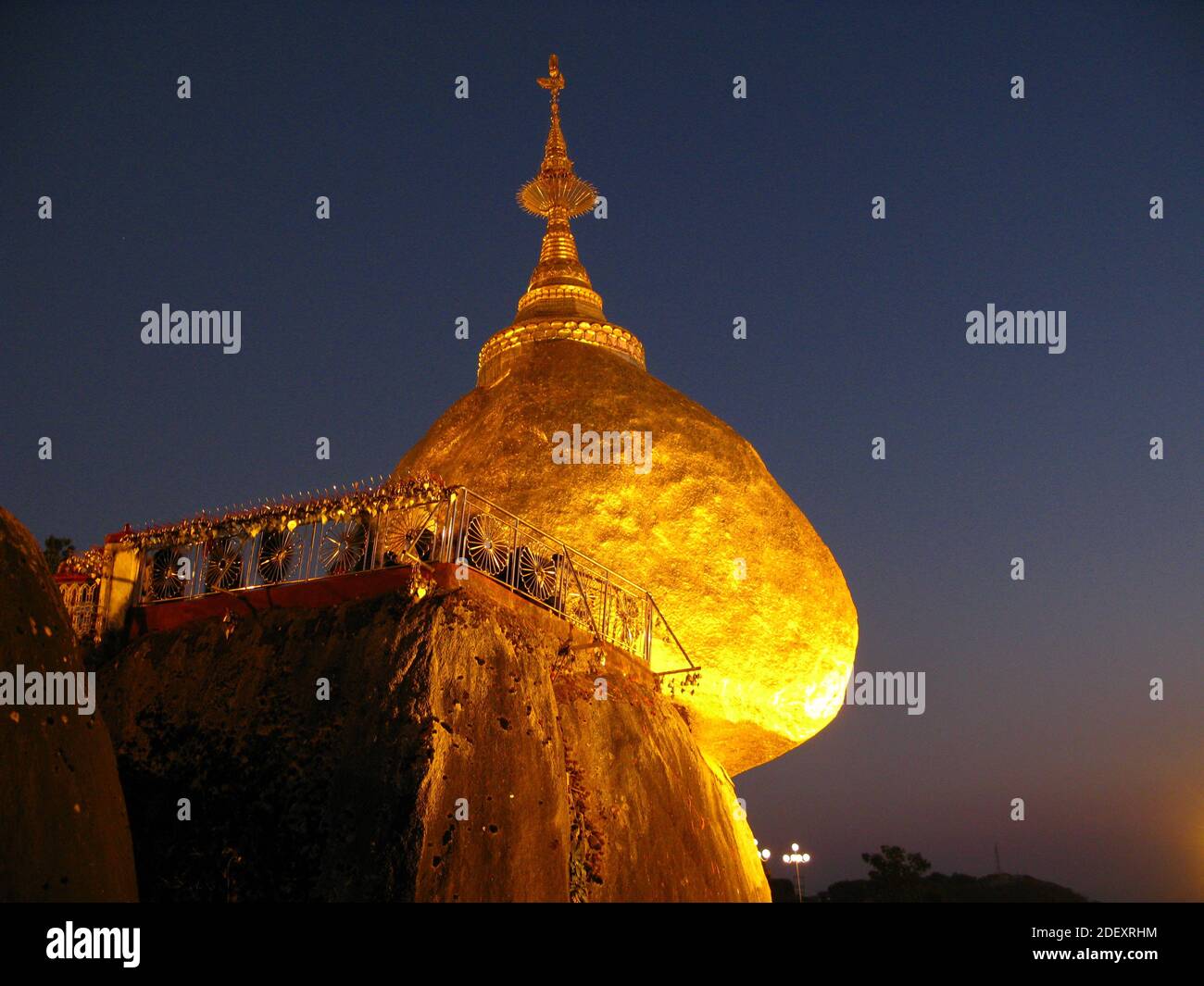 The sunset on Kyaiktiyo Pagoda, Golden rock, Myanmar Stock Photo - Alamy