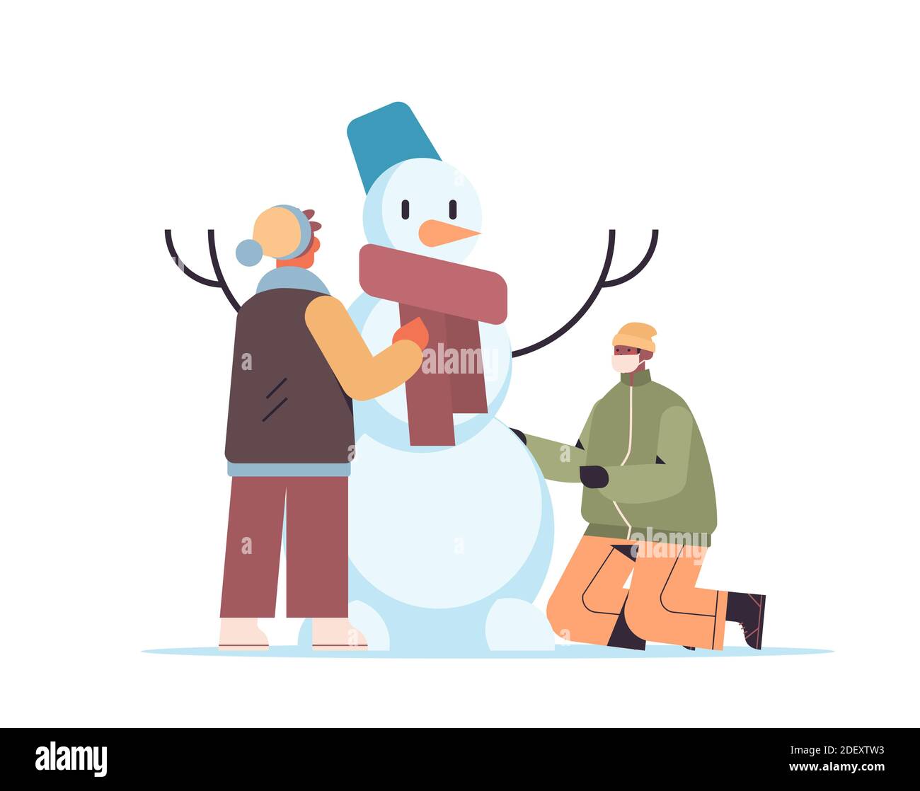 Cartoon Illustration Snowman Couple In High Resolution Stock ...