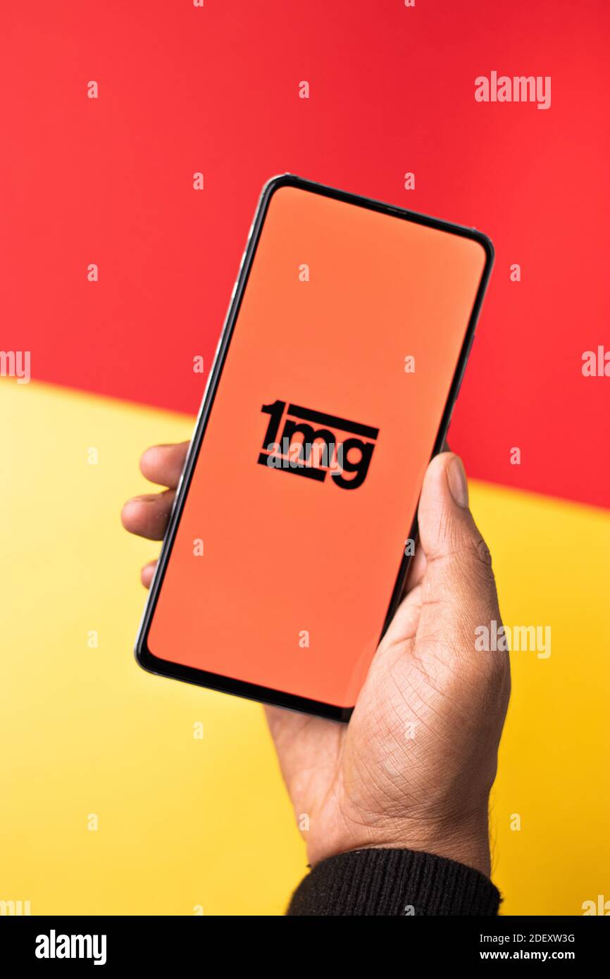 Assam, india - November 29, 2020 : 1mg logo on phone screen stock image ...