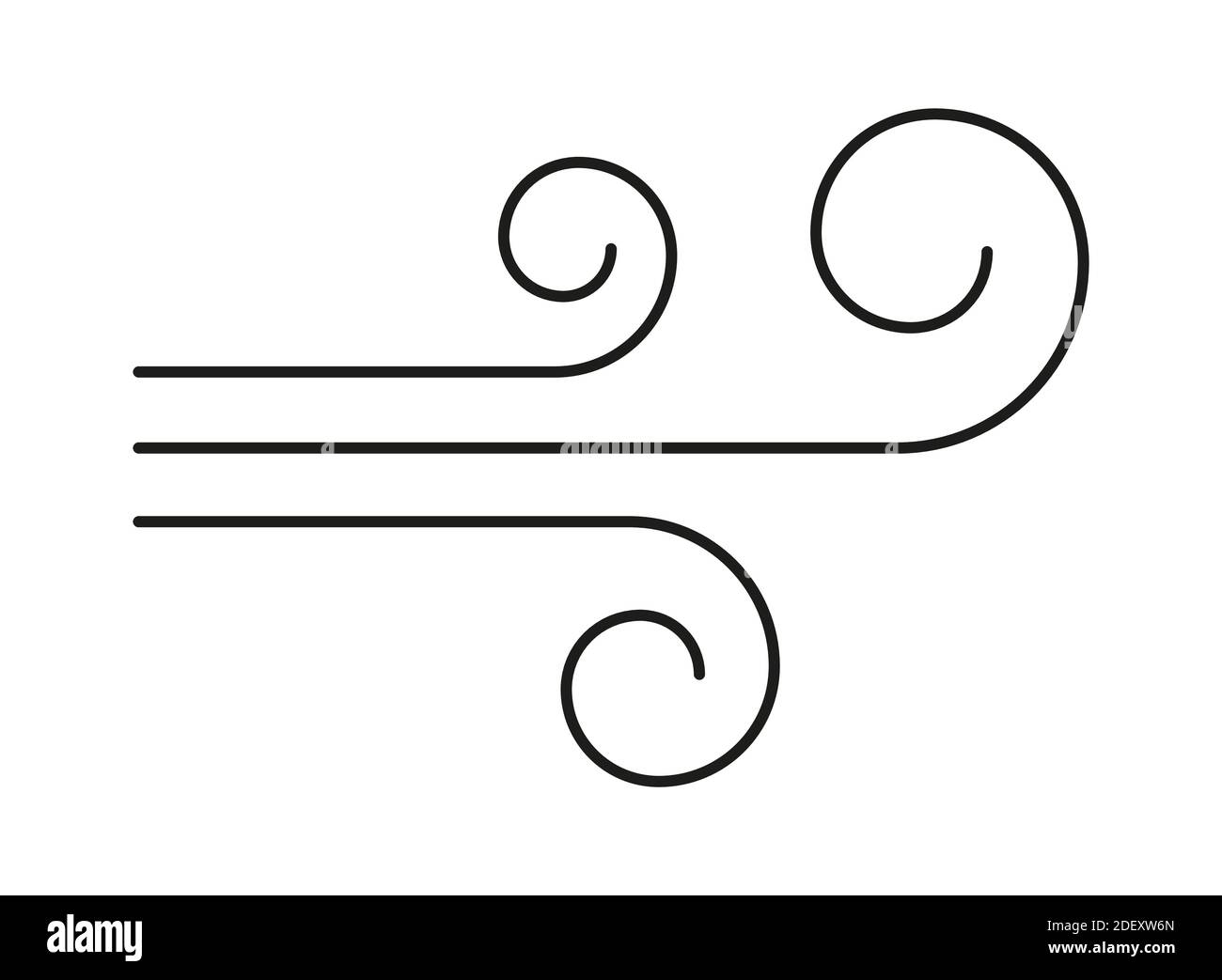 Wind icon isolated. Wave swirl weather vector simple symbol on white ...